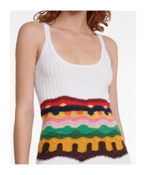 Gabriela Hearst Sainz Ribbed Maxi Dress With Crochet Waist - White