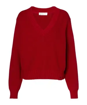 Victoria Beckham Ribbed-knit Cotton And Silk-blend Sweater - Red