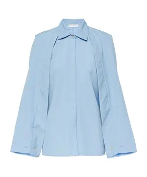 Victoria Beckham Shawl Virgin Wool Shirt - Blue