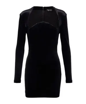 MUGLER Velvet Bustier Mini Dress - Black