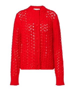 JIL SANDER Open-knit Wool Cardigan - Red