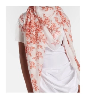 Magda Butrym Floral Printed Cotton And Silk Scarf - Pink
