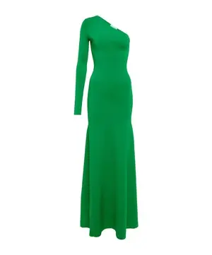 Victoria Beckham Knitted One-shoulder Maxi Dress - Green