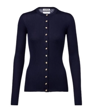 JIL SANDER Ribbed-knit Silk Cardigan - Black
