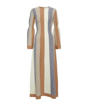 Gabriela Hearst Quinlan Wool And Cashmere Blend Maxi Dress With Vertical Stripes - Multicolor