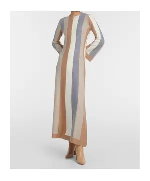 Gabriela Hearst Quinlan Wool And Cashmere Blend Maxi Dress With Vertical Stripes - Multicolor
