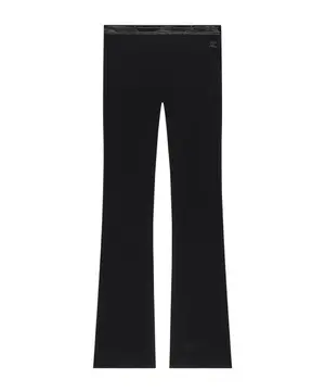 COURREGES Vinyl-trim Ribbed-knit Trousers - Black