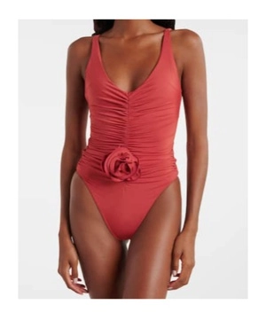 Magda Butrym Floral-appliqué Ruched Swimsuit