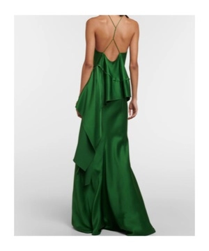 Victoria Beckham Floral Appliqué Draped Satin Halter Top