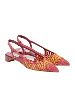 Gabriela Hearst Perro Leather Slingback Flats - Red