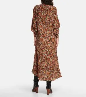 Victoria Beckham Floral Silk Midi Dress