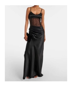 SIR. Dunya Draped Silk Satin Gown