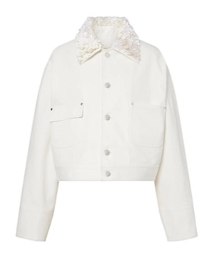 Plan C Sequined Cotton Drill Jacket - White