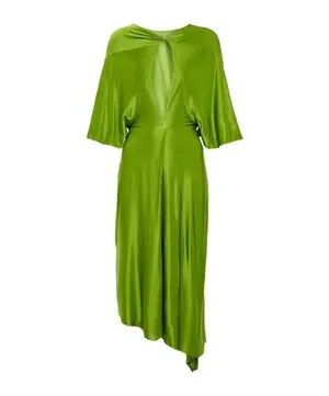 Victoria Beckham Shawl-sleeve Cutout Midi Dress - Green
