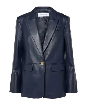 Veronica Beard Vega Leather Blazer - Black