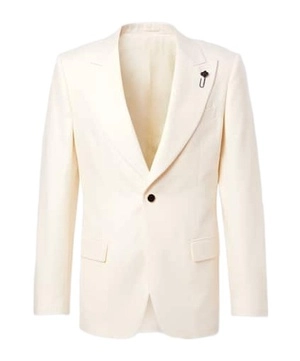 LARDINI Single-breasted Virgin Wool Blazer - White