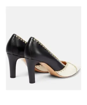 Gabriela Hearst Leather High-heeled Shoes With Pointed Toe And Gold-tone Trim