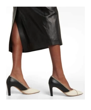 Gabriela Hearst Leather High-heeled Shoes With Pointed Toe And Gold-tone Trim