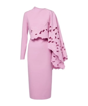 Oscar De La Renta Cape-detail Wool-blend Midi Dress - Pink