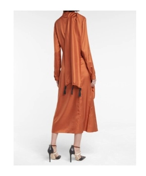 Gabriela Hearst Long Sleeve Silk Dress With Scarf Detail