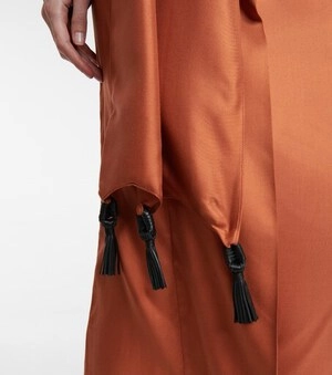 Gabriela Hearst Long Sleeve Silk Dress With Scarf Detail
