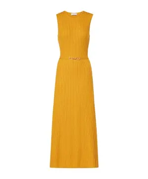 Gabriela Hearst Ribbed-knit Wool And Cashmere Maxi Dress - Orange