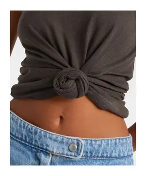 Magda Butrym Knotted Cotton And Silk Tank Top - Grey