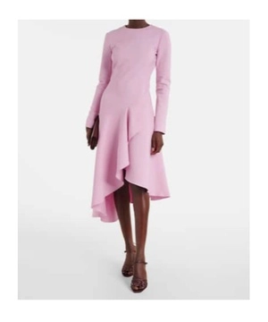 Oscar De La Renta Asymmetric Wool-blend Cocktail Dress