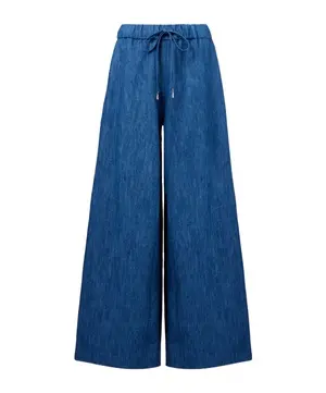 Gabriela Hearst Gelos High-rise Cotton And Linen Wide-leg Pants - Blue