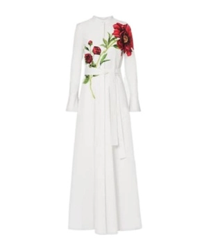 Oscar De La Renta Peony Cotton-blend Poplin Maxi Dress - White