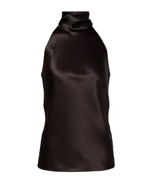 Ralph Lauren Chilton Halterneck Silk-blend Top - Black