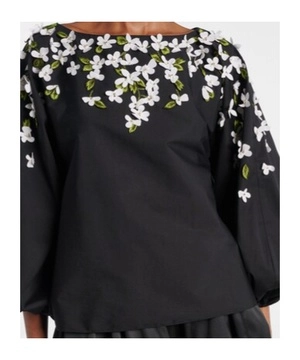 Carolina Herrera Floral-appliqué Cotton-blend Top