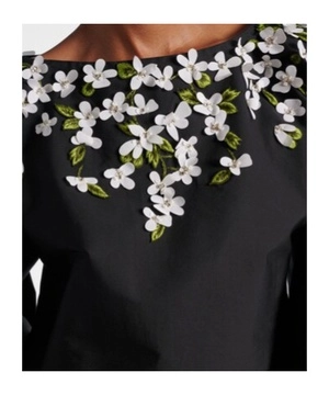 Carolina Herrera Floral-appliqué Cotton-blend Top