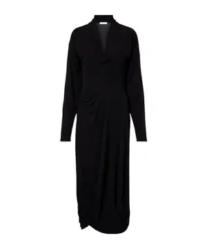LEMAIRE Draped Crepe Jersey Maxi Dress - Black