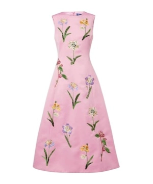 LEO Cleo Floral Embroidered Satin Midi Dress - Pink