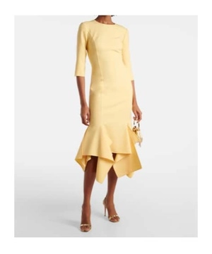 Oscar De La Renta Wool-blend Midi Dress With Ruffled Hem