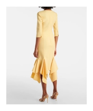 Oscar De La Renta Wool-blend Midi Dress With Ruffled Hem