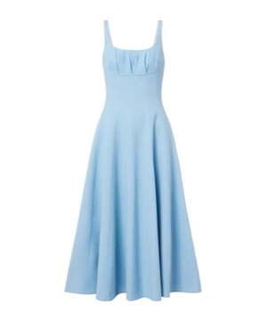 EMILIA WICKSTEAD Collins Pleated Wool Crêpe Midi Dress - Blue