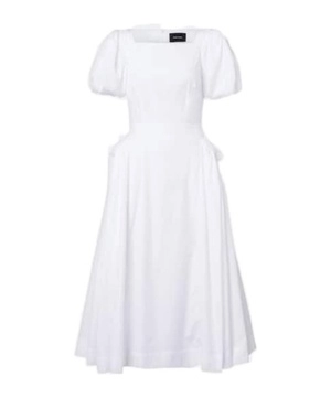 Simone Rocha Puff-sleeve Cotton Poplin Midi Dress - White