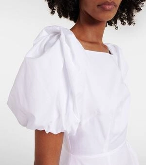 Simone Rocha Puff Sleeve Cotton Poplin Midi Dress - White