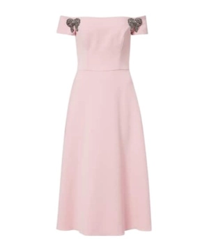 Carolina Herrera Embellished Off-shoulder Midi Dress - Pink