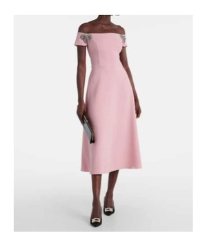 Carolina Herrera Embellished Off-shoulder Midi Dress