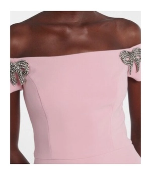 Carolina Herrera Embellished Off-shoulder Midi Dress