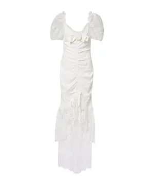 Alessandra Rich Bow-detail Ruched Lace Gown