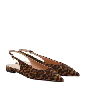 GIANVITO ROSSI Handmade Leopard Print Flats - Brown