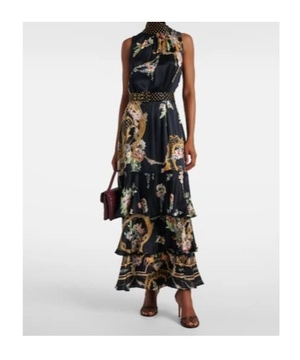 Camilla Belted Floral Tiered Silk Maxi Dress