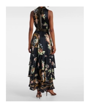 Camilla Belted Floral Tiered Silk Maxi Dress