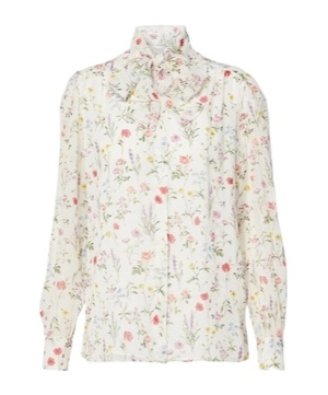 Giambattista Valli Floral Silk Blouse - White