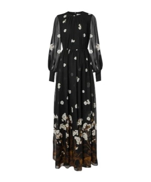 Erdem Gathered Floral Print Gown - Black
