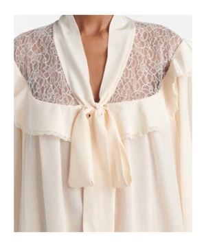 Stella McCartney Bow-detail Lace-trimmed Silk Blouse